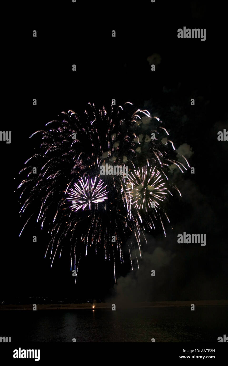 fireworks exploding in night sky Stock Photo - Alamy