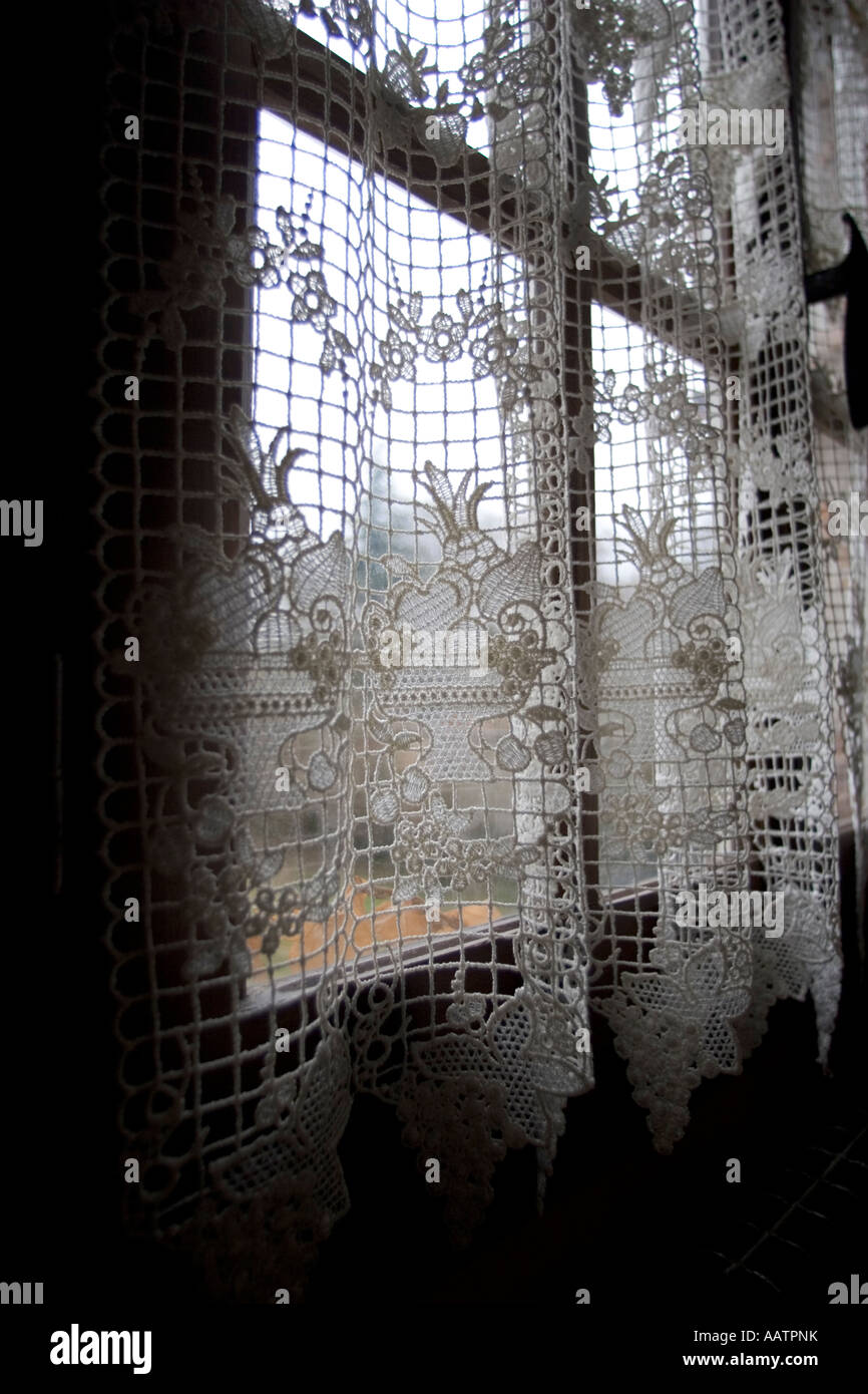 lace window curtain, Chartres, France Stock Photo - Alamy