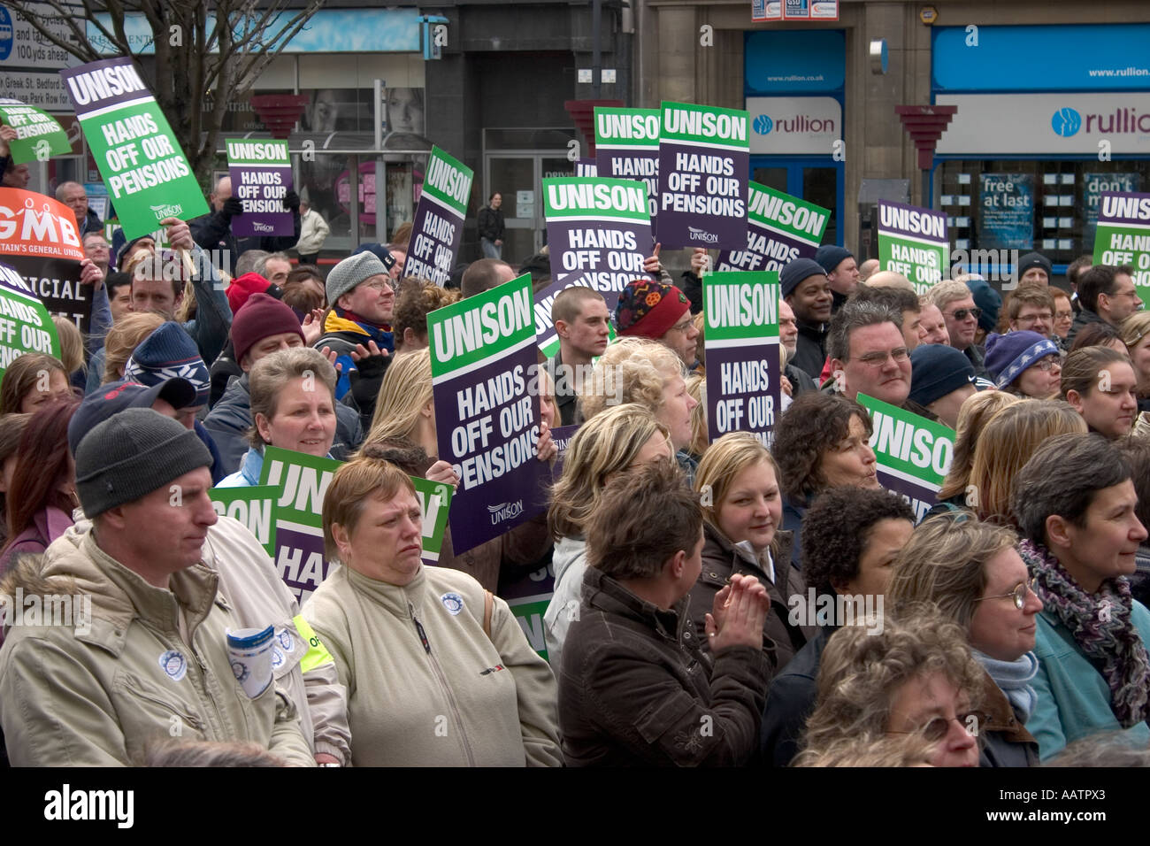 Public sector workers in Unison strike rally over pensions Stock Photo ...