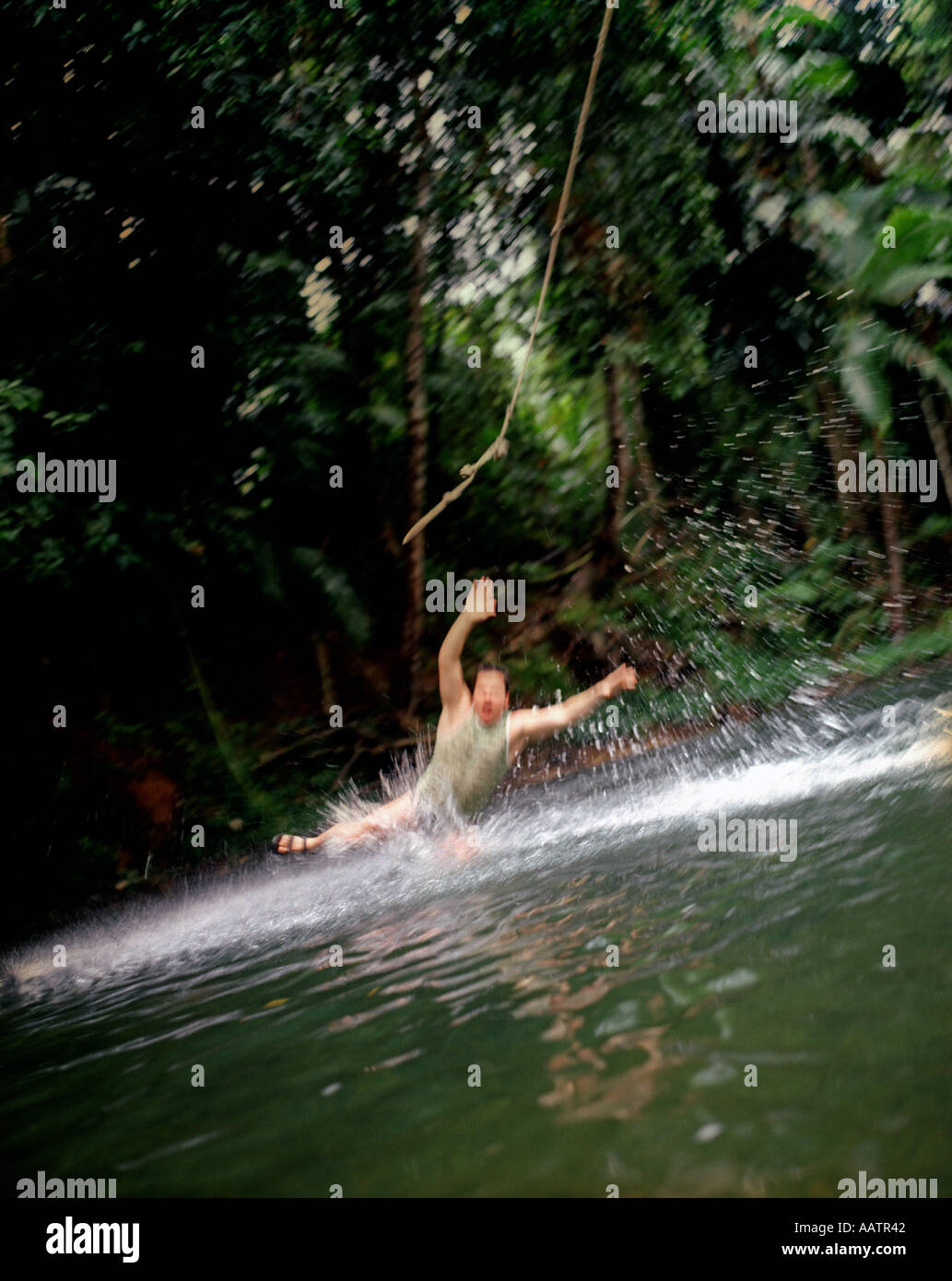 a man bathing in the river Stock Photo - Alamy
