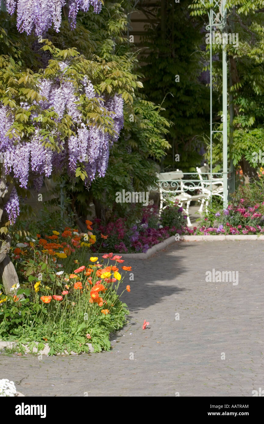 The Winter Promenade alongside the river Passirio in Merano, Alto Adige ...
