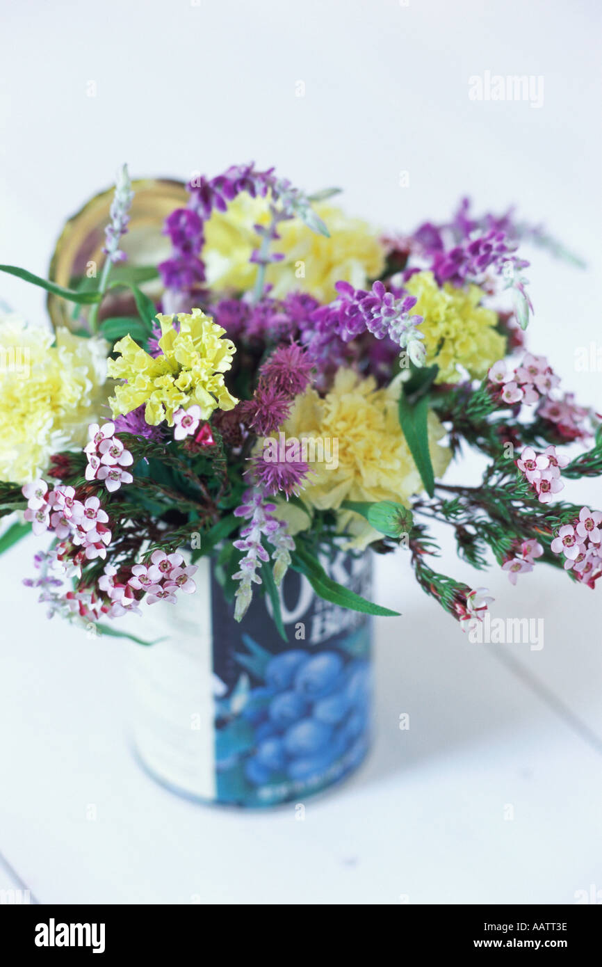 Flower bouquet in can Stock Photo - Alamy