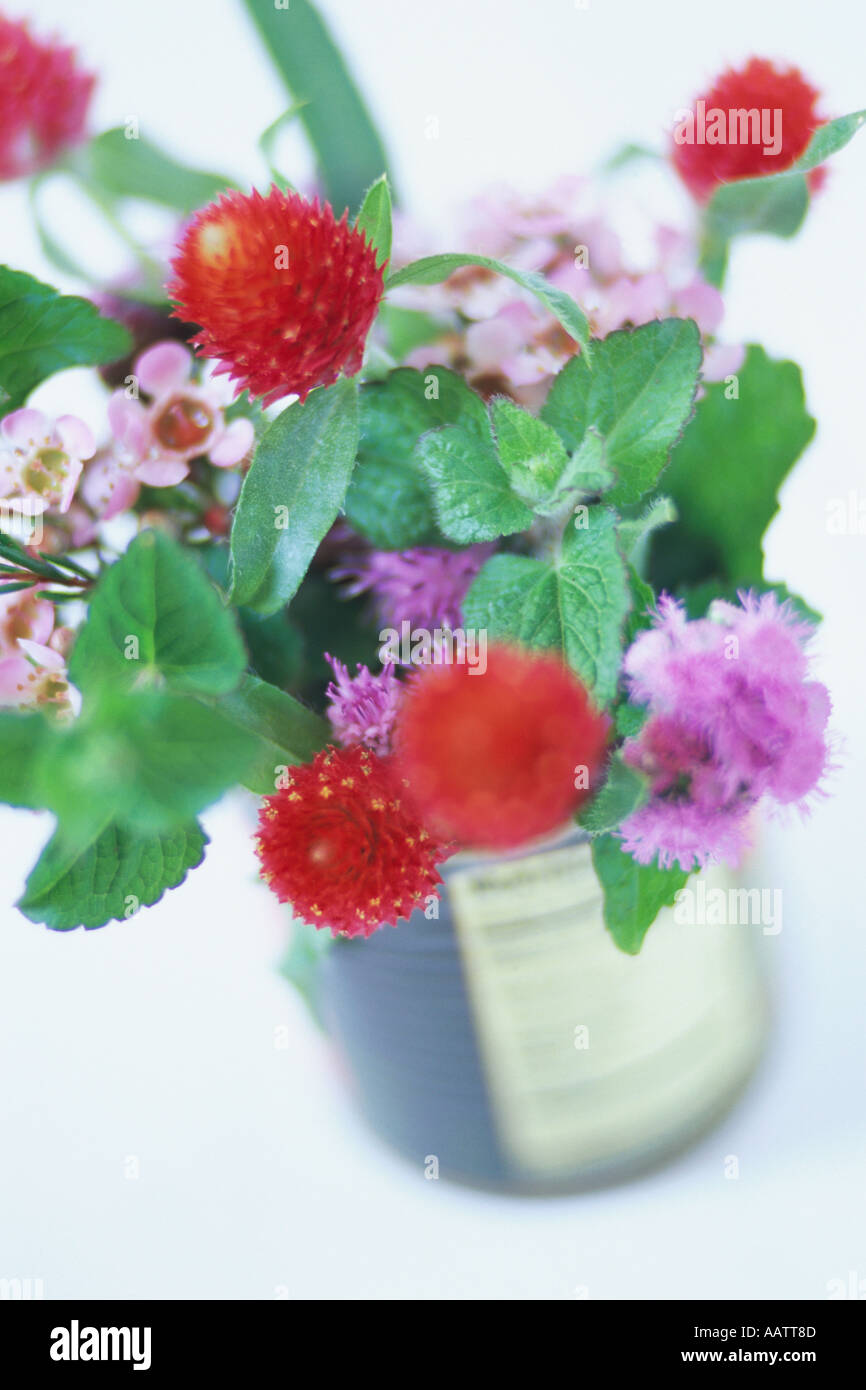 Flower bouquet in can Stock Photo - Alamy