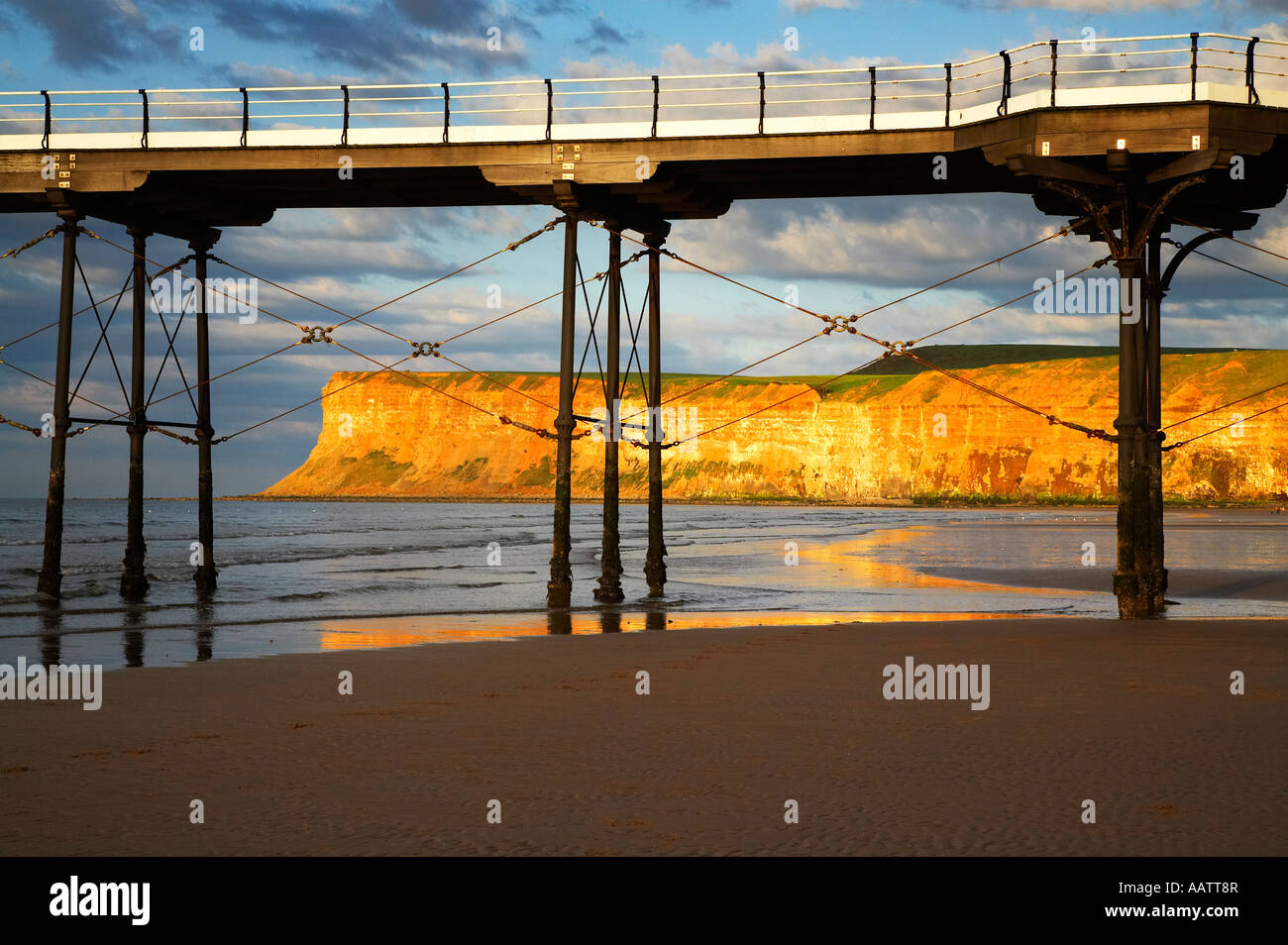 Saltburn Pier and Huntcliff at Sunset Redcar and Cleveland England ...