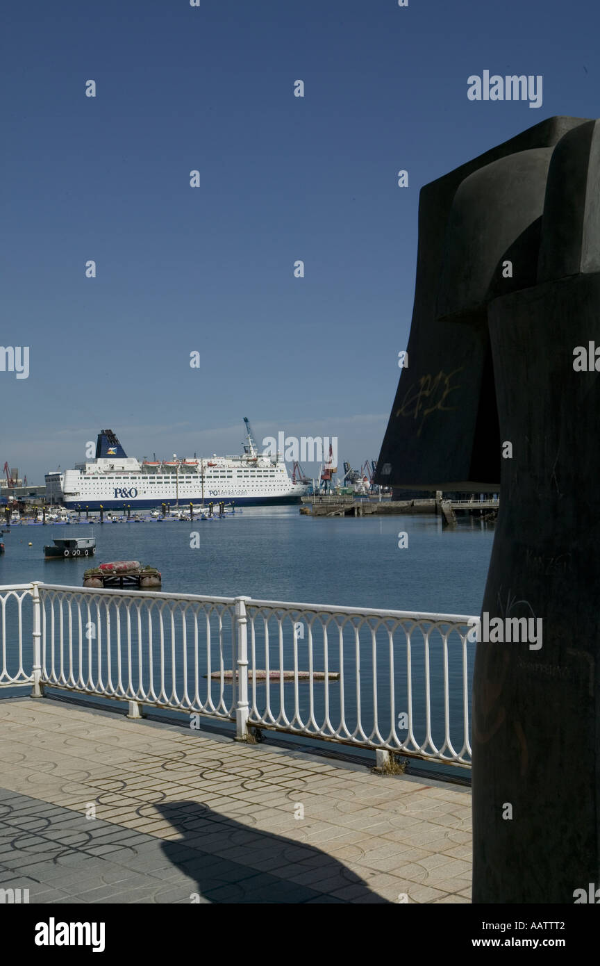 P & O passenger ferry Pride of Bilbao in harbour at port of Santurzi ...