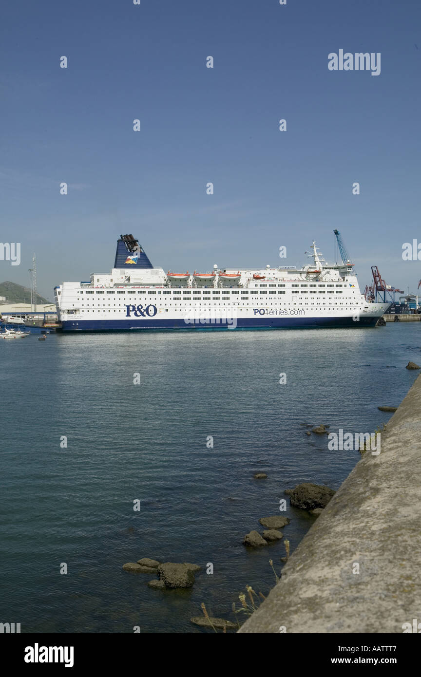 P & O passenger ferry Pride of Bilbao in harbour at port of Santurzi ...