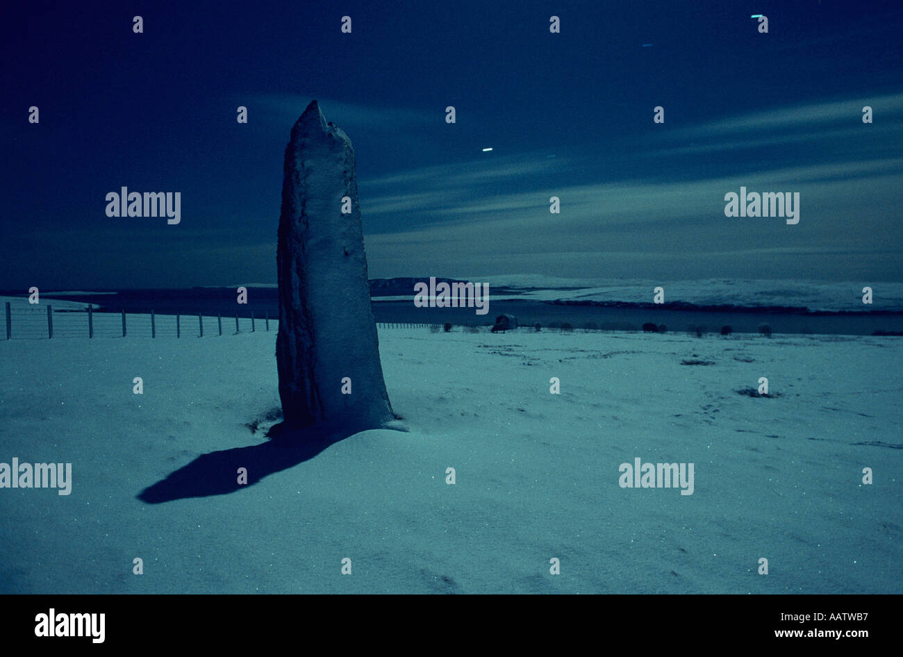 Standing stone at night Stock Photo - Alamy