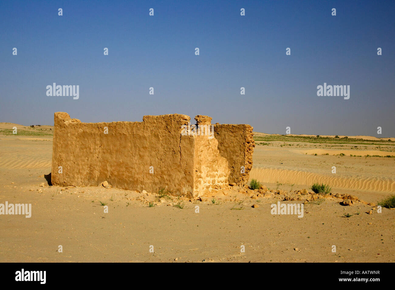 abandoned ruined building in the sahara desert at Douz Tunisia Stock ...