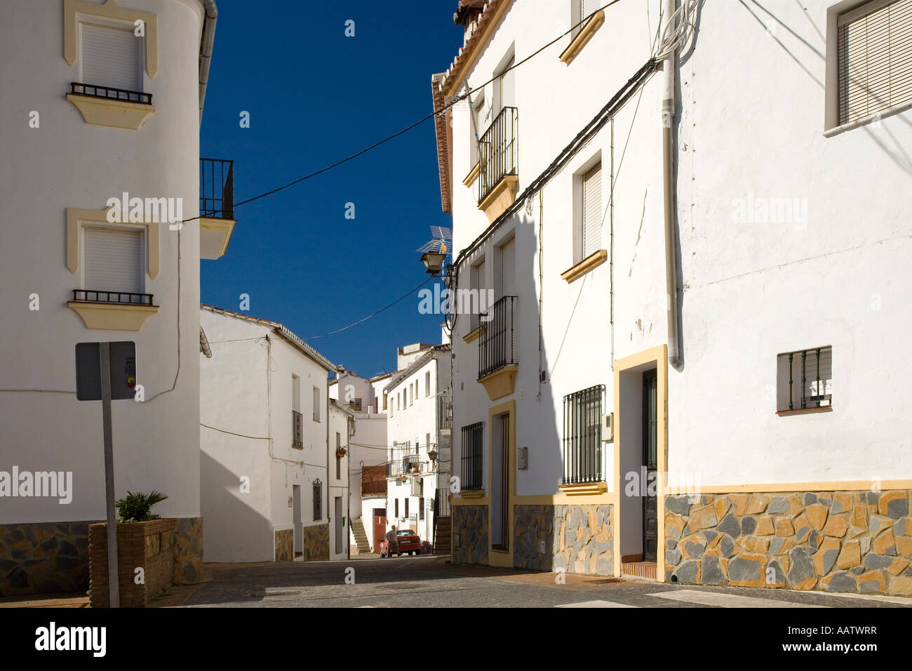 The Main Street Jubrique a white Spanish Hill Village in Andalucia ...