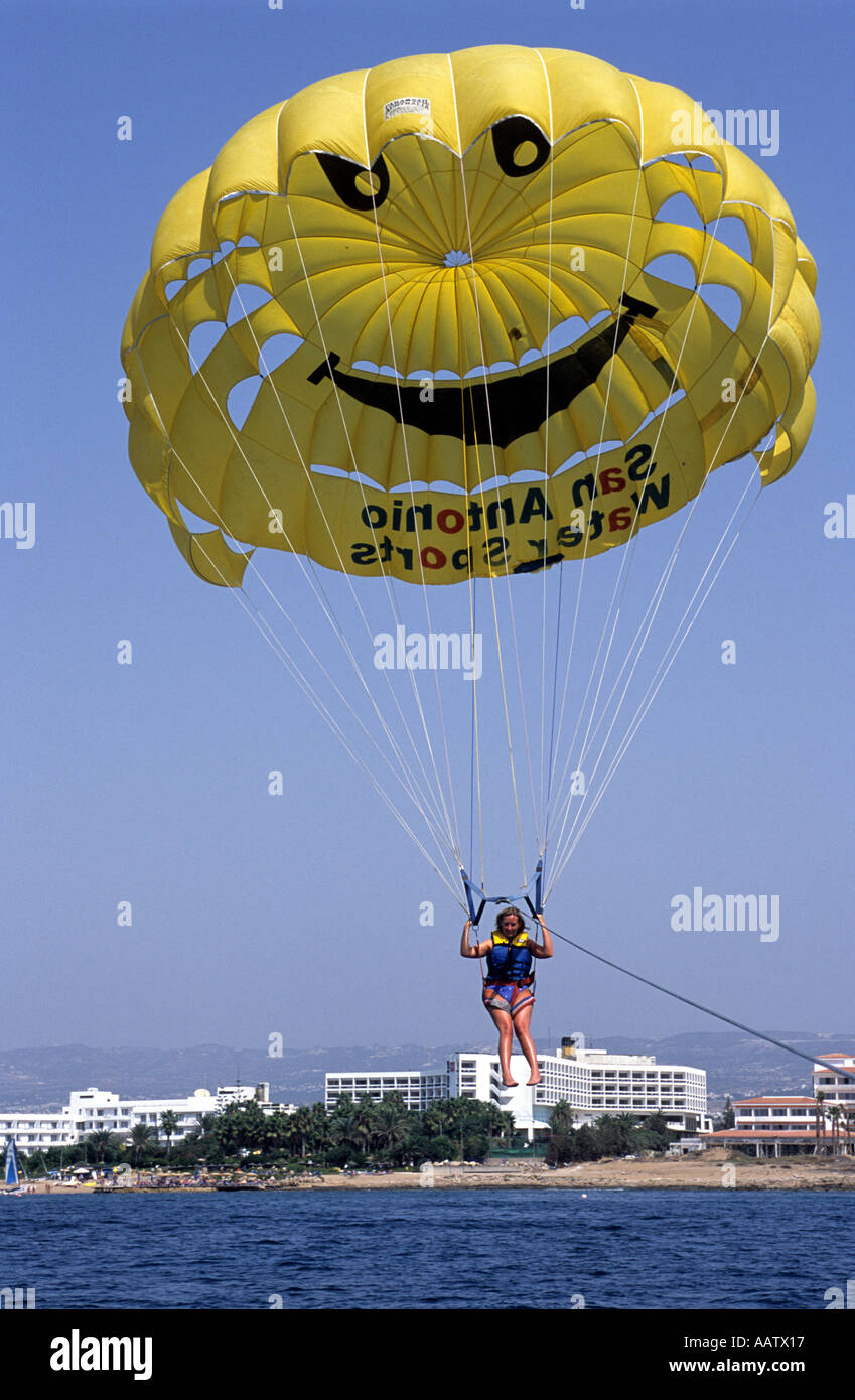 Girl parascending Cyprus Portrait Stock Photo - Alamy