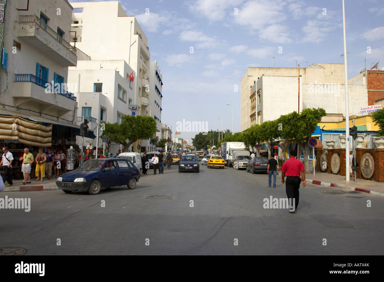 wide street in nabeul tunisia leading to the main market Stock Photo ...