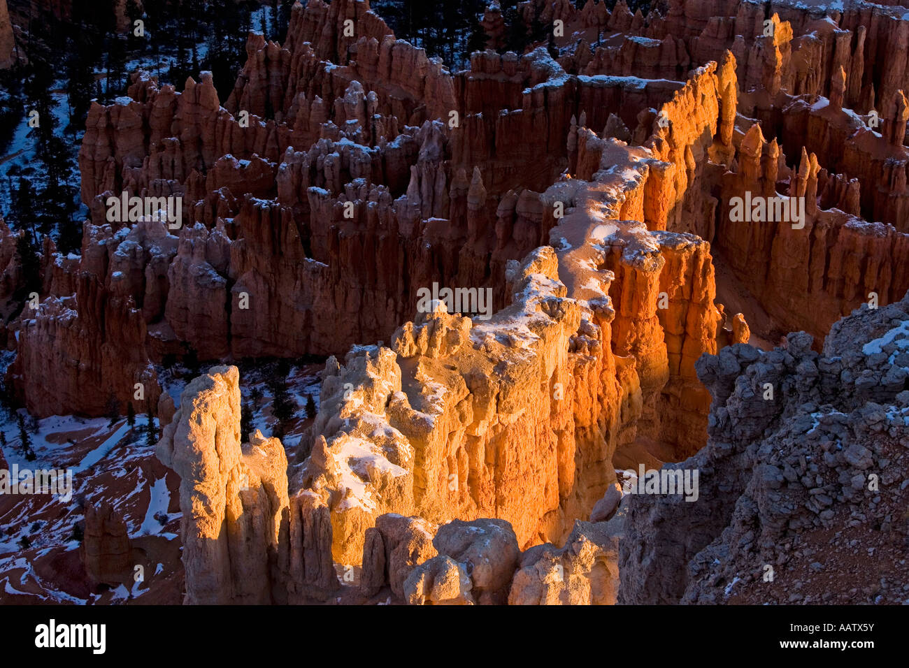 Dawn view from Bryce Point Bryce Canyon National Park in Winter Utah ...