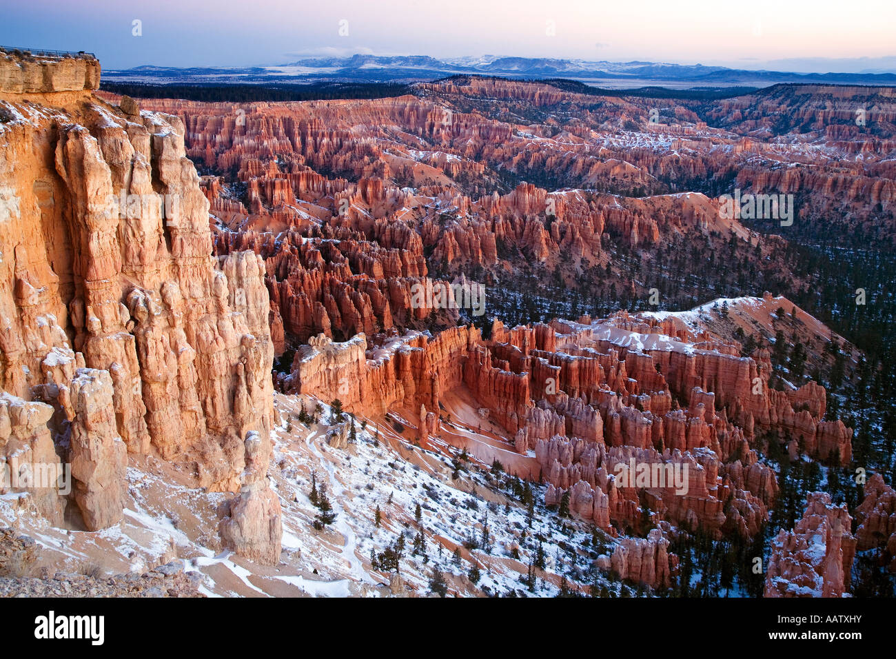 Dawn view from Bryce Point Bryce Canyon National Park in Winter Utah ...