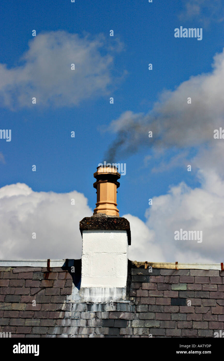 chimney with smoke from coal Stock Photo - Alamy