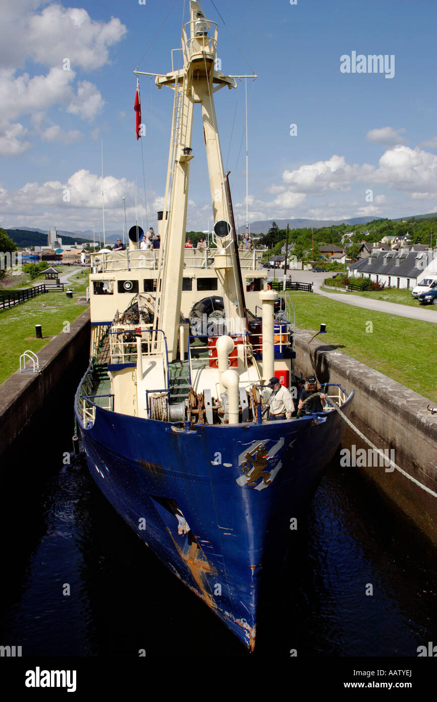 Ship in a lock at fort william scotland caledonian canal Stock Photo ...