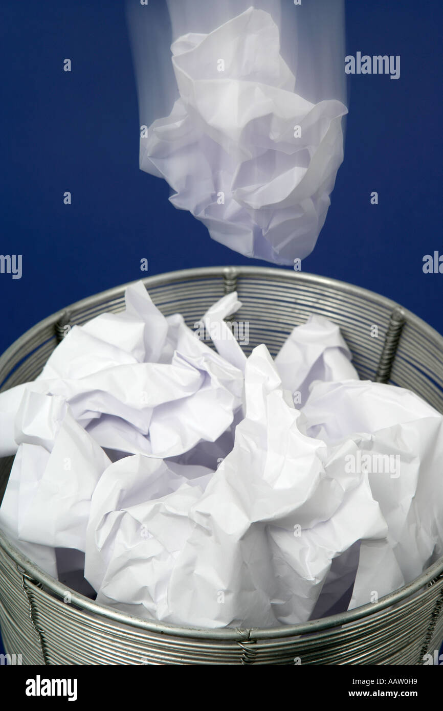 Crumpled paper thrown in trash hi-res stock photography and images - Alamy
