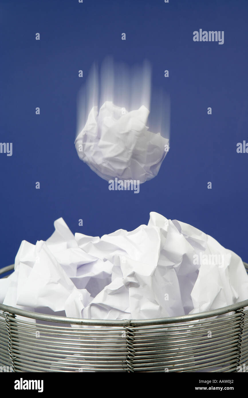 Paper in Waste Paper Basket Stock Photo - Alamy