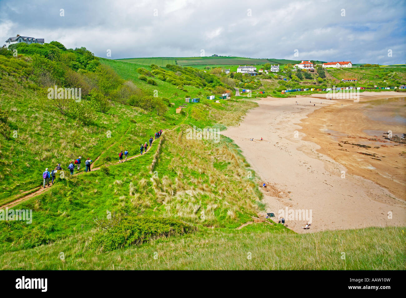 A Rambling Club approaching Coldingham Sands on the Berwickshire ...