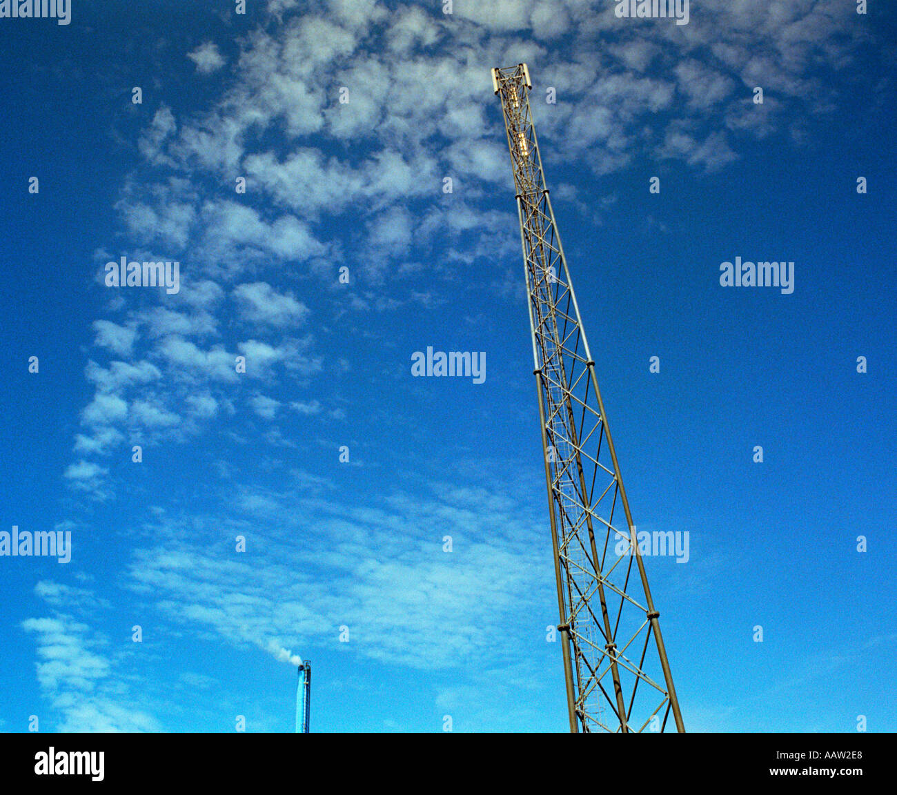 blue sky chimney and communication pylon by Thorsminde Harbour ...