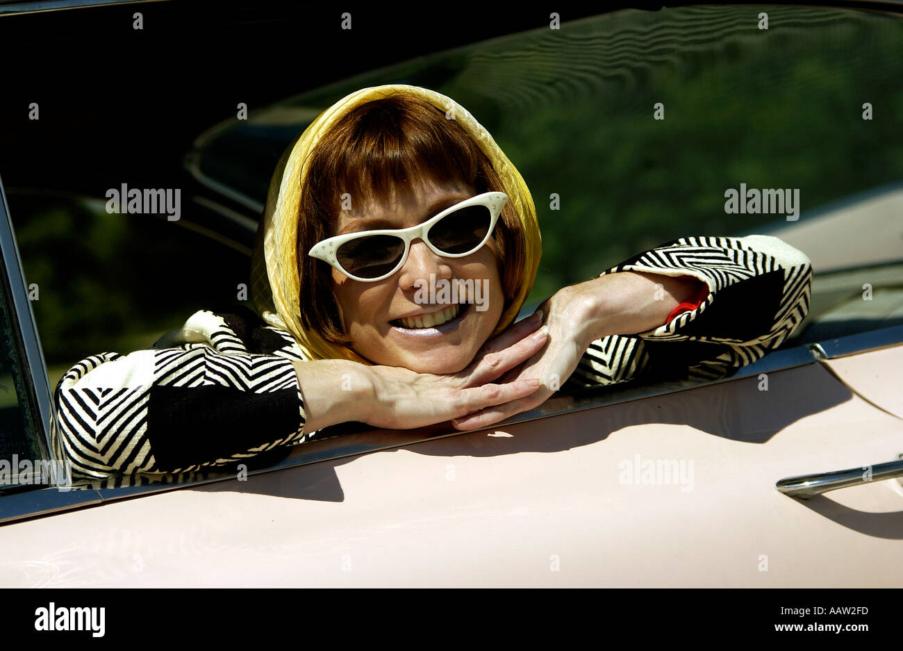 Woman in retro pose Stock Photo - Alamy