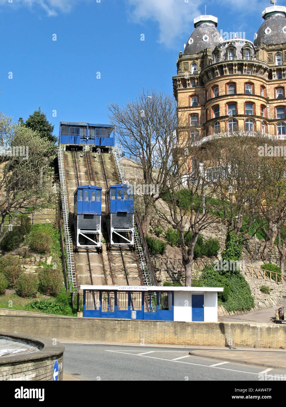 Cliff Lift and Grand Hotel at Scarborough North Yorkshire UK Stock ...
