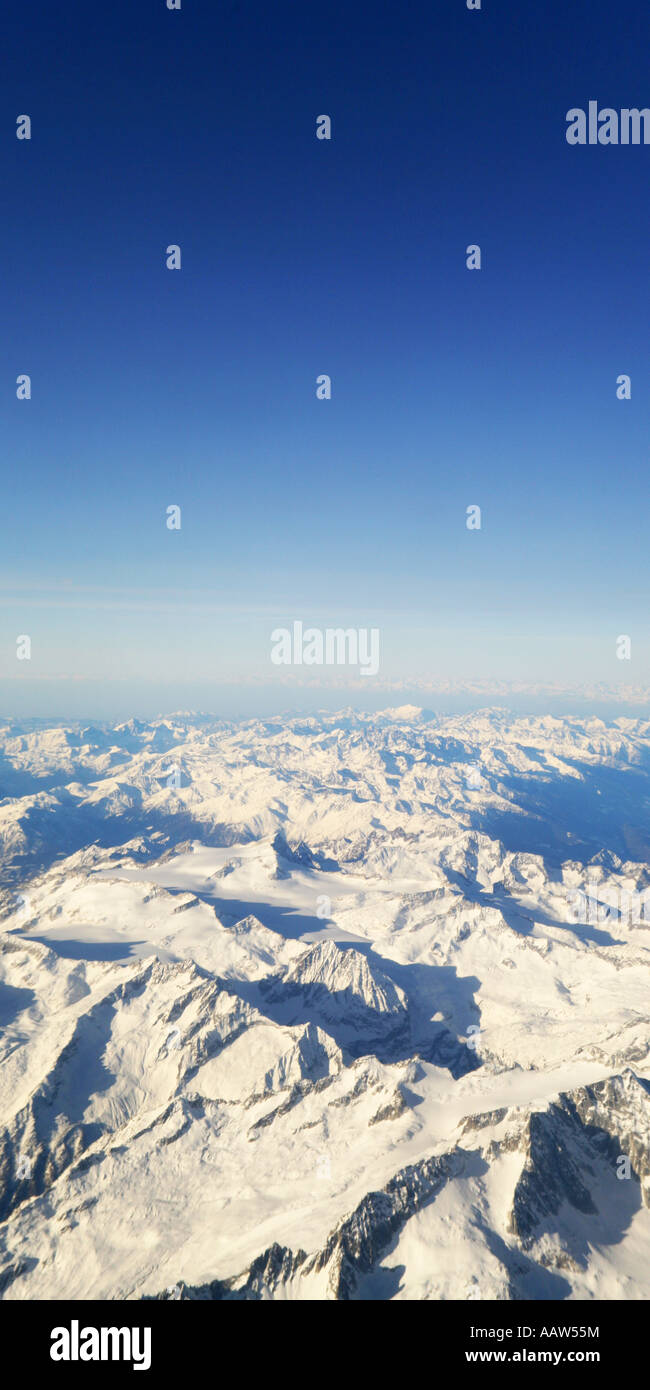 Birds eye view of the Alps mountain range Stock Photo - Alamy