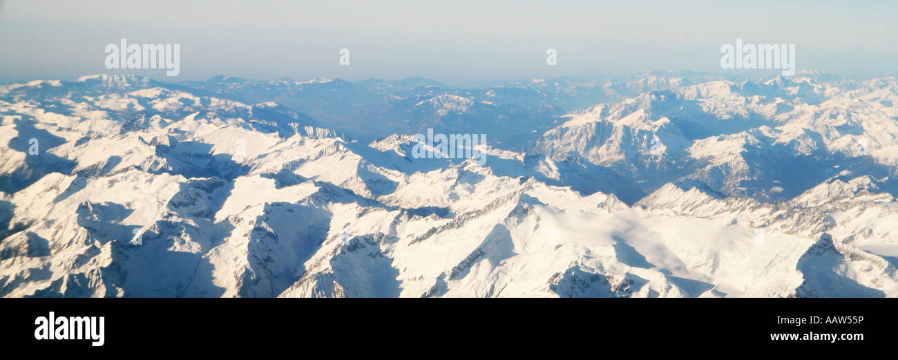 Birds eye view of the Alps mountain range Stock Photo - Alamy
