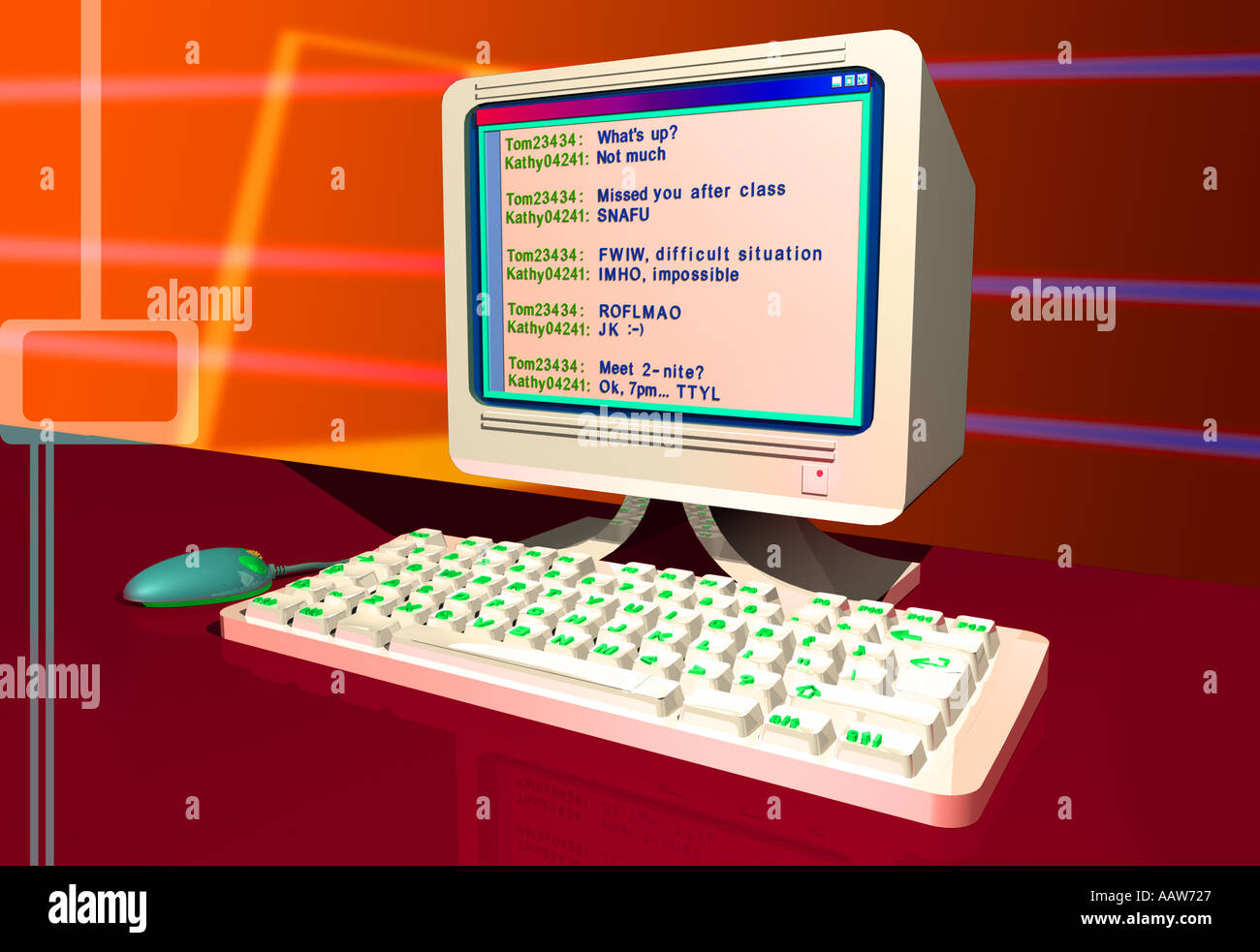 a computer being used for instant message conversation Stock Photo - Alamy