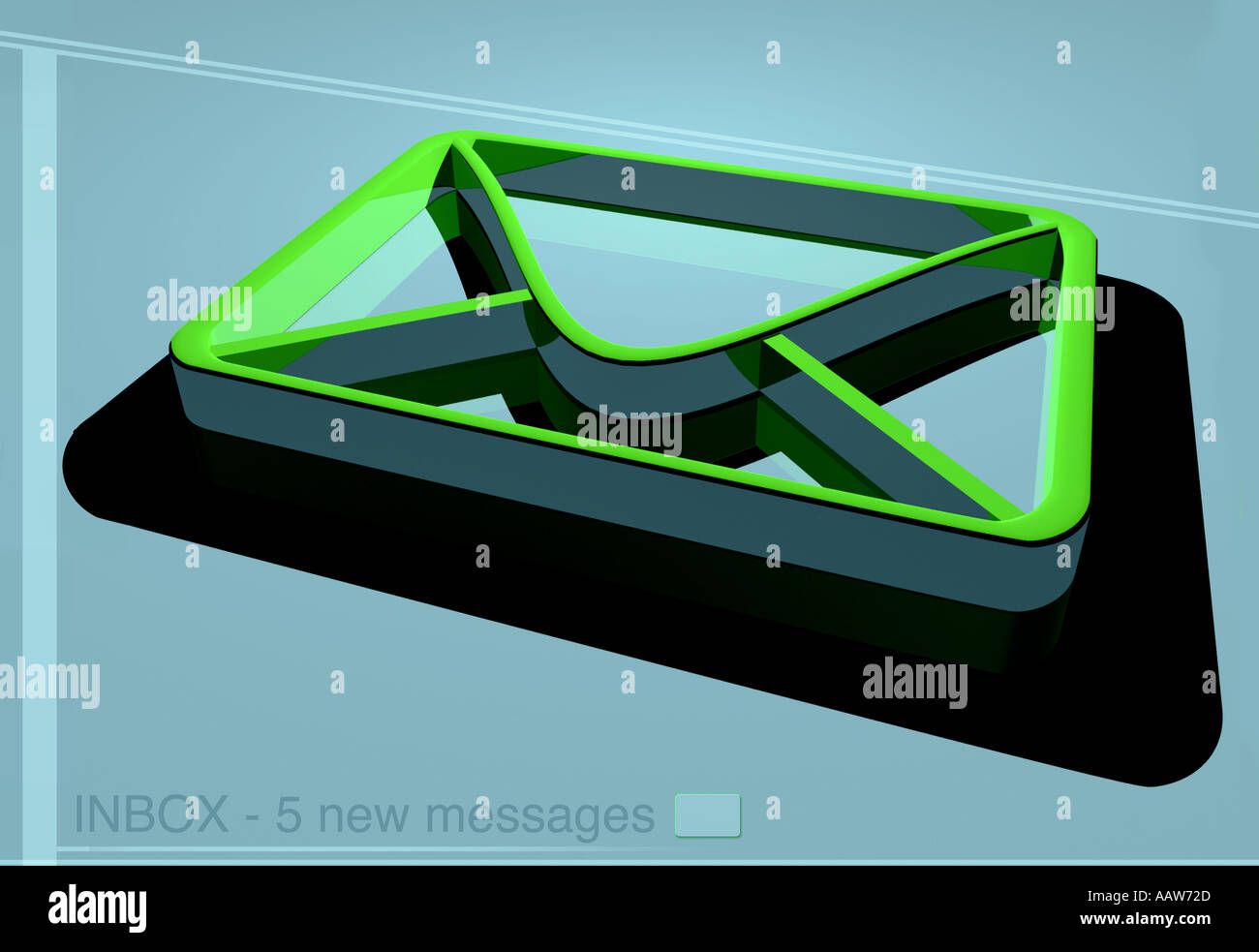 3d model of email envelope in green Stock Photo - Alamy