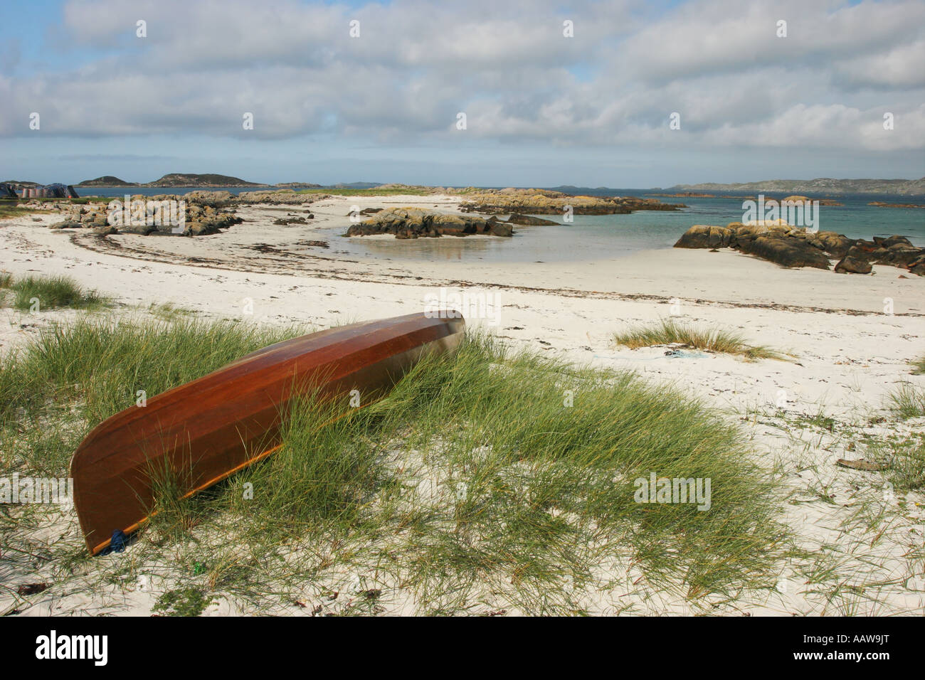 Canoe and the View Across the Sound of Iona from Fidden Farm Campsite ...