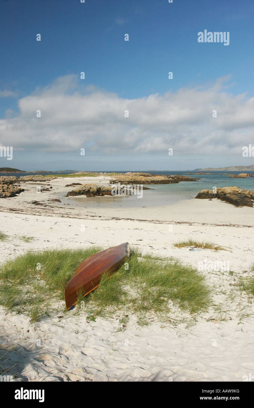Canoe and the View Across the Sound of Iona from Fidden Farm Campsite ...