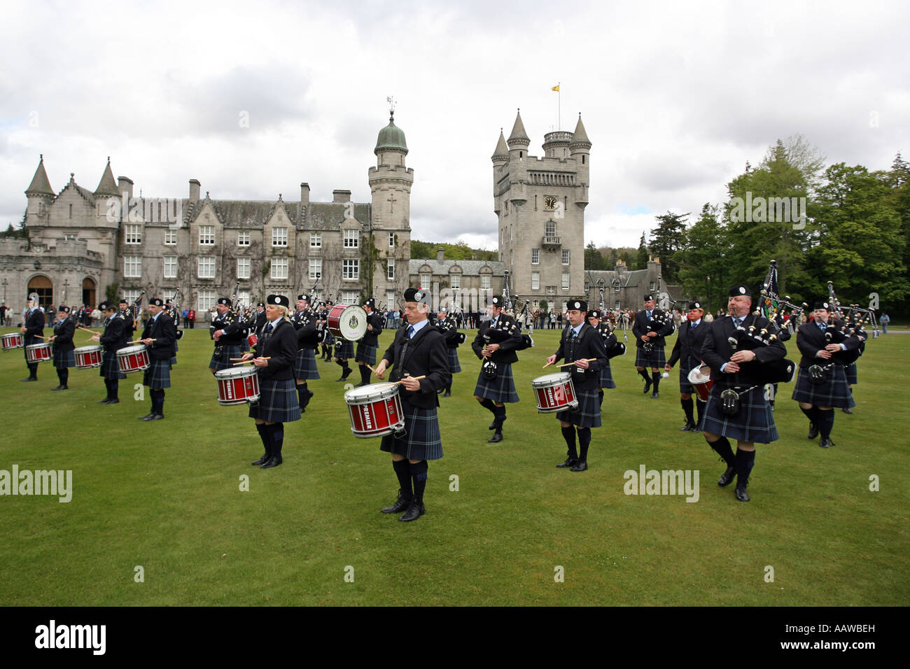 The Grampian Police Pipe Band on the lawn in front of the Queen's Royal ...