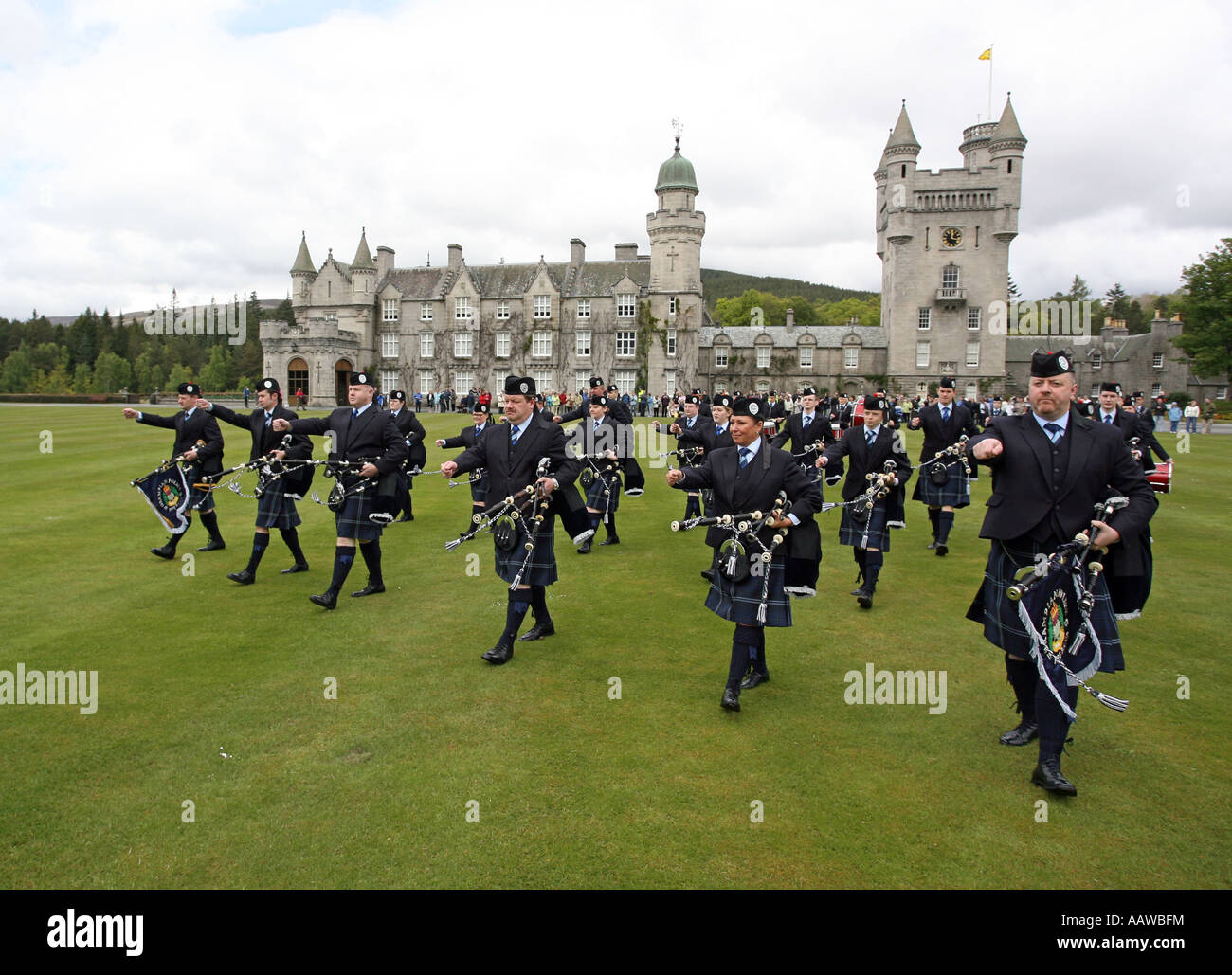 The Grampian Police Pipe Band on the lawn in front of the Queen's Royal ...