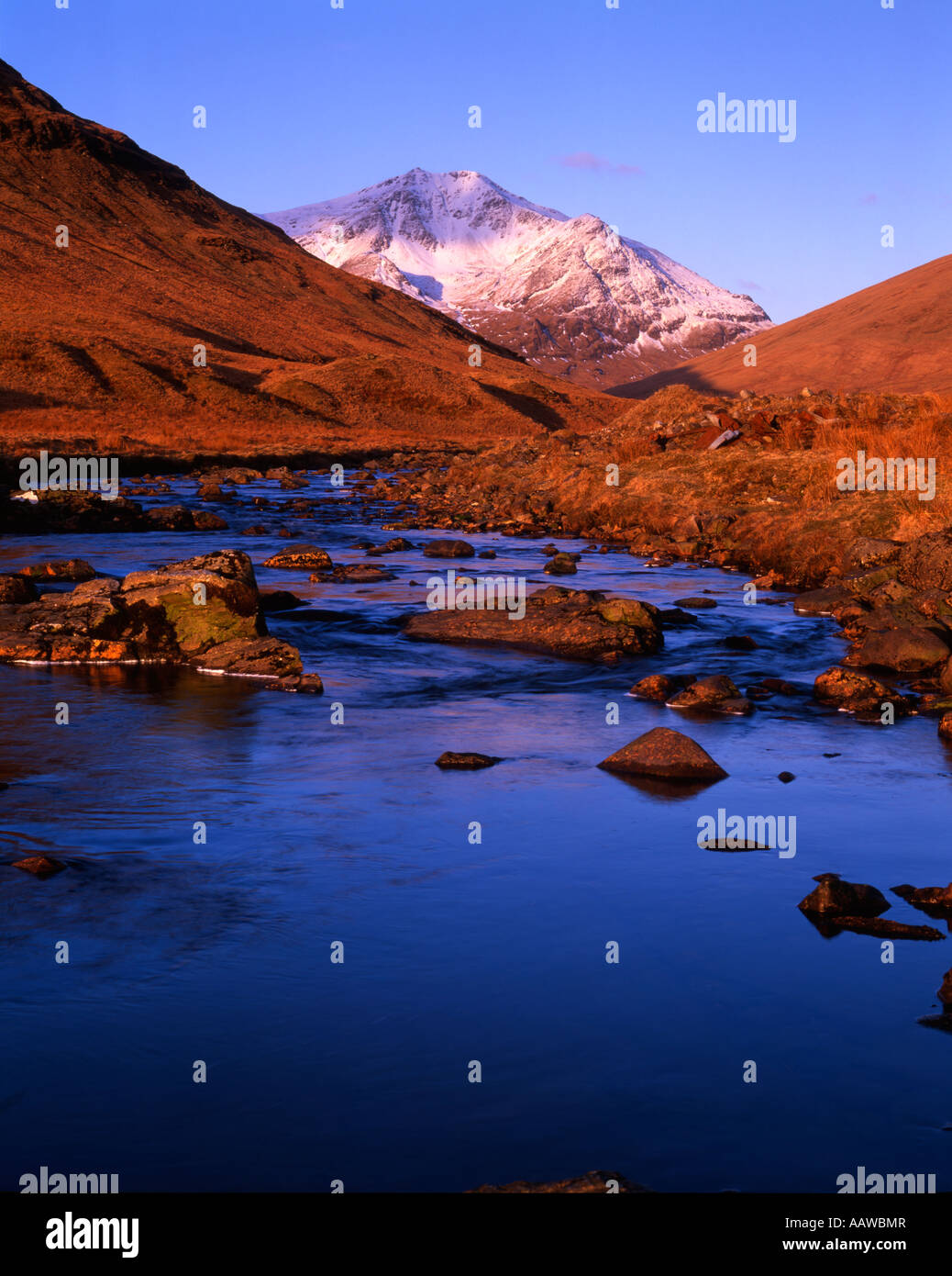 Ben Lui viewed from Glen Connonish in March Stock Photo - Alamy