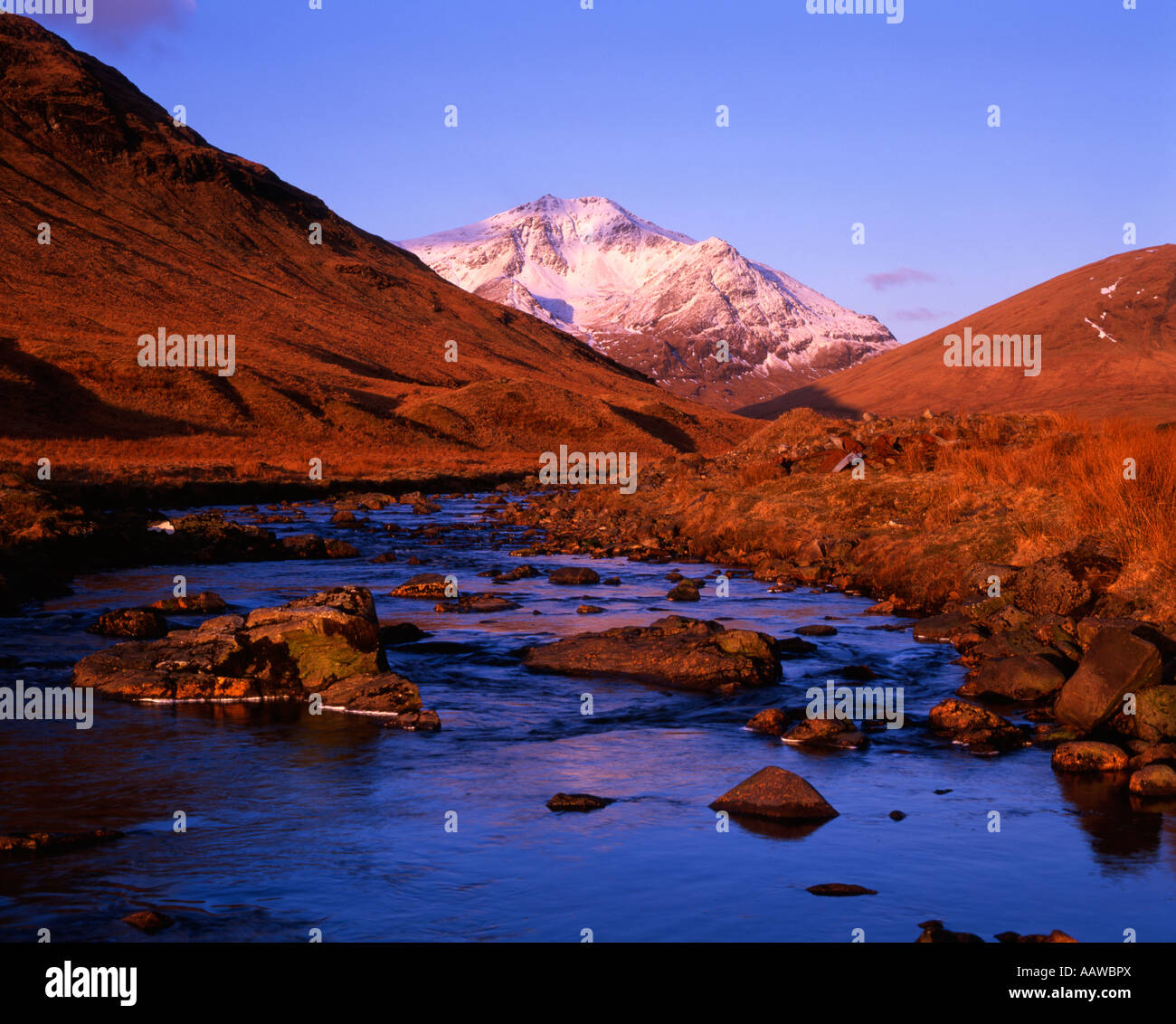 Ben Lui viewed from Glen Connonish in March Stock Photo - Alamy