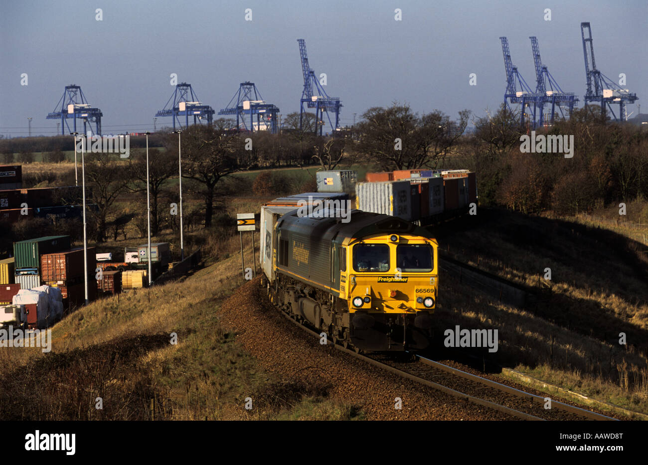 Freight train leaving the southern container terminal hi-res stock ...