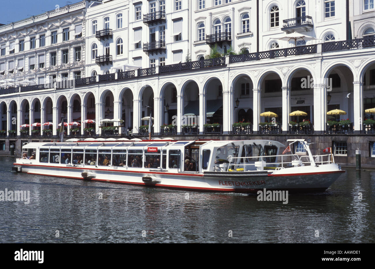 Excursion ship at the Alsterfleet, Hamburg, Germany Stock Photo - Alamy