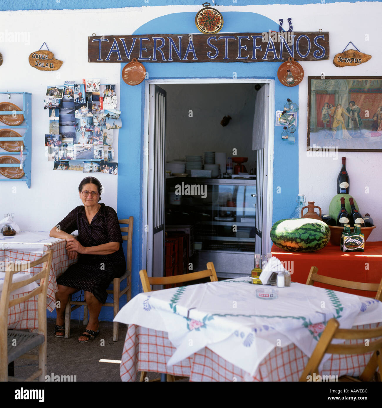 TAVERNA SCENE CHARAKI RHODES Stock Photo - Alamy