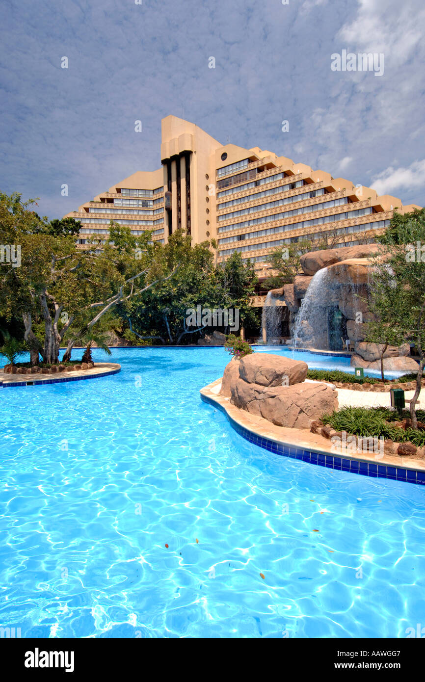 View of the Cascades hotel and swimming pool at the Sun City resort in ...