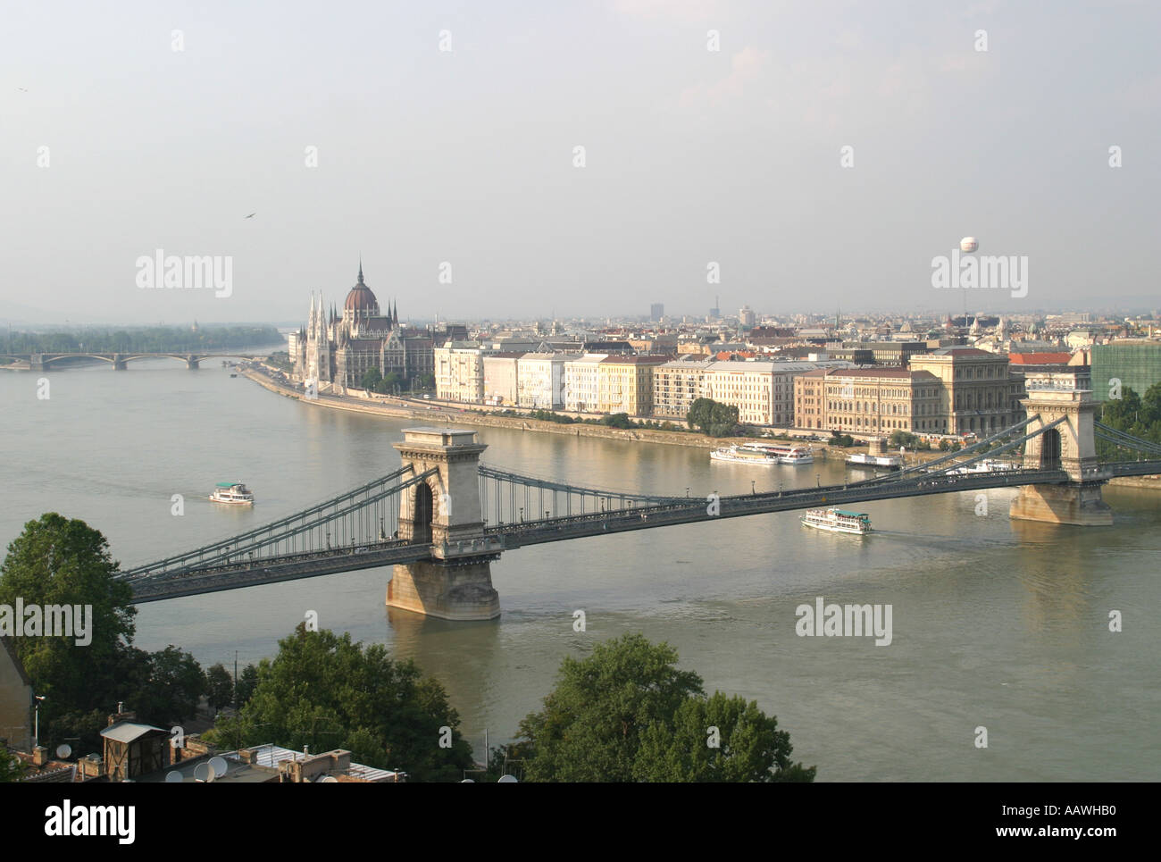 Aerial view of the Chain bridge in Budapest Stock Photo - Alamy