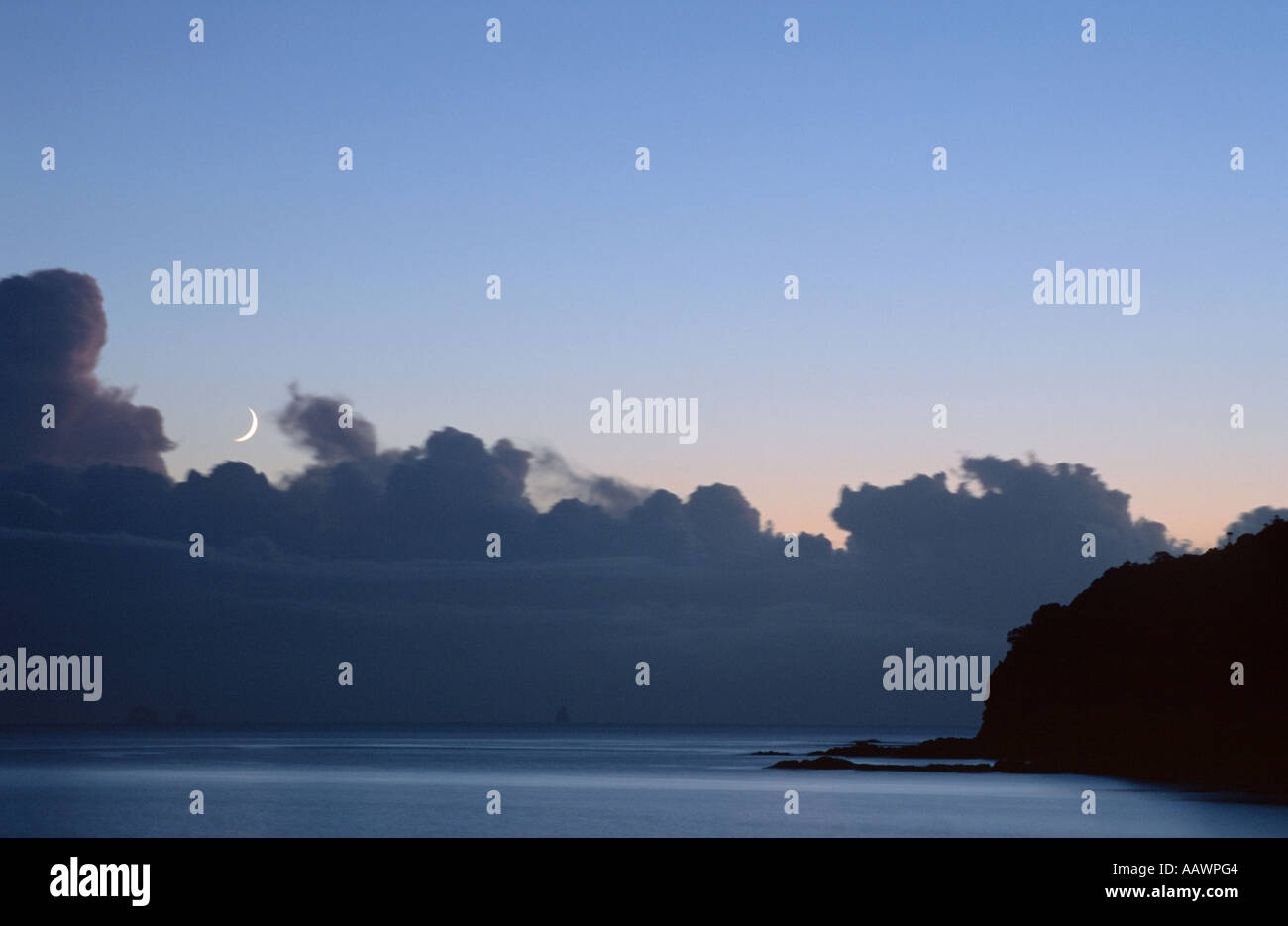 Moonrise at Matapouri Bay Northland North Island New Zealand Stock ...
