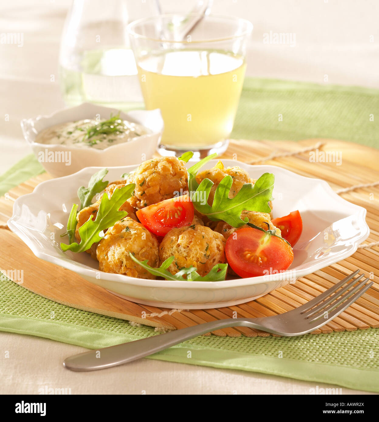 Fried Pea Balls with Cheese and Vegetables Stock Photo - Alamy