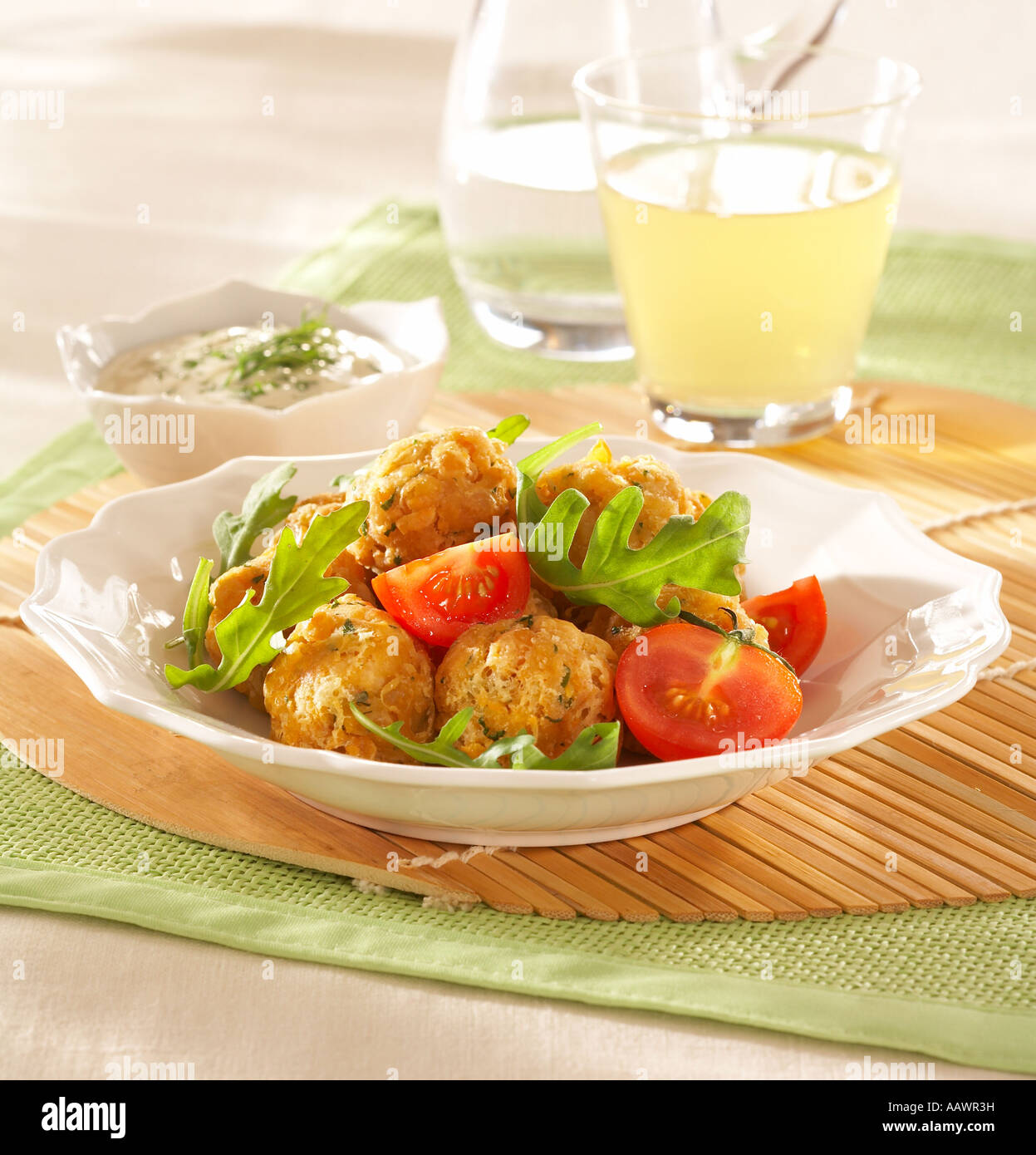 Fried Pea Balls with Cheese and Vegetables Stock Photo - Alamy