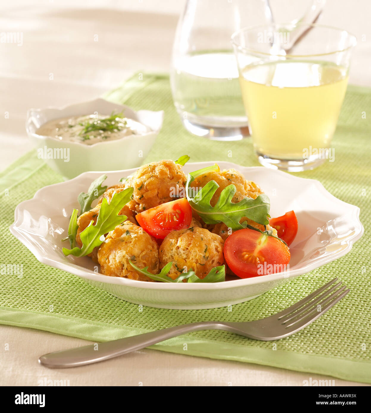 Fried Pea Balls with Cheese and Vegetables Stock Photo - Alamy