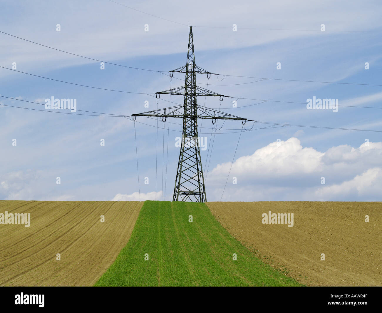 electricity, power pole, power supply line Stock Photo - Alamy