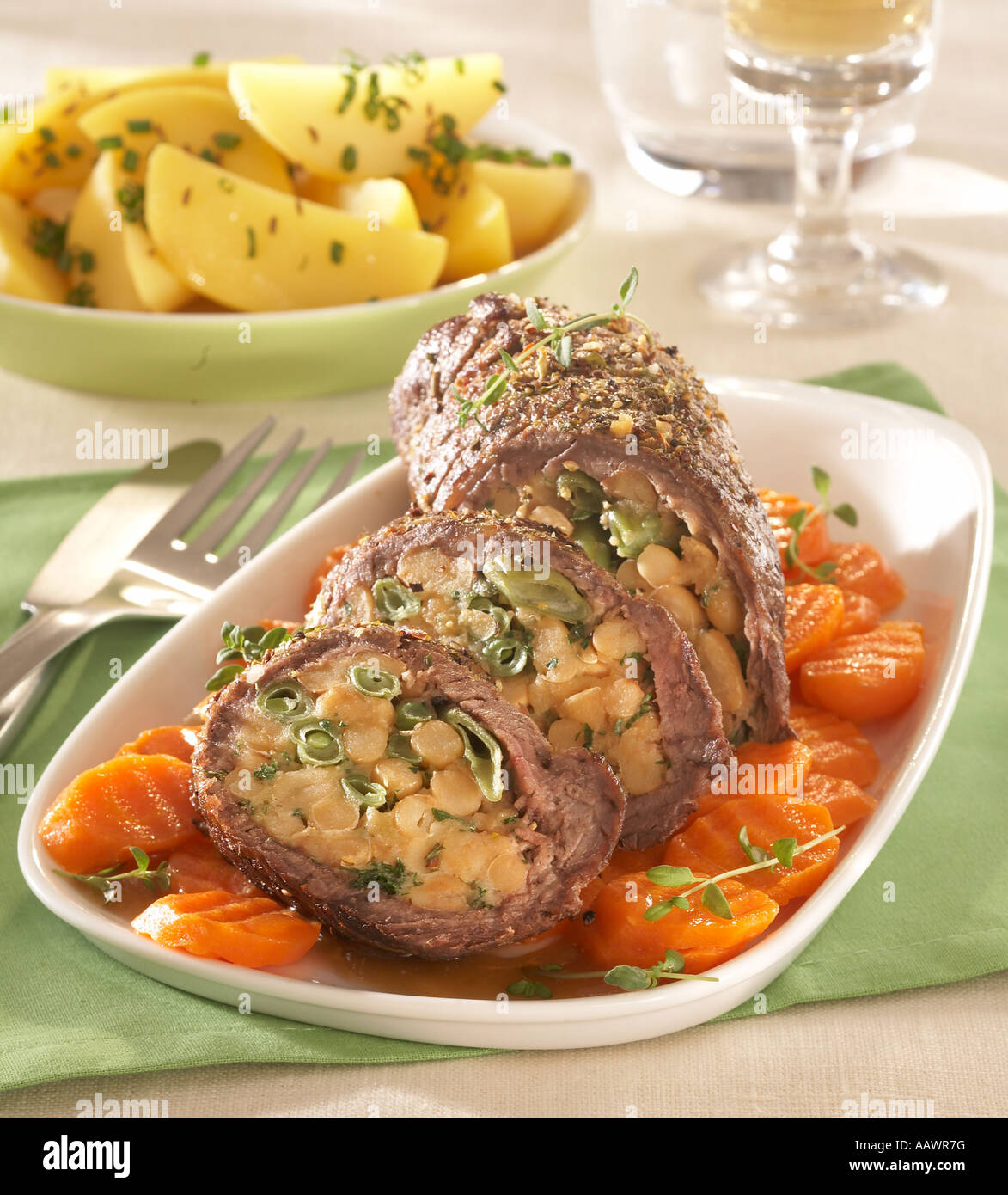 Beef Roll with Bean Filling Stock Photo - Alamy