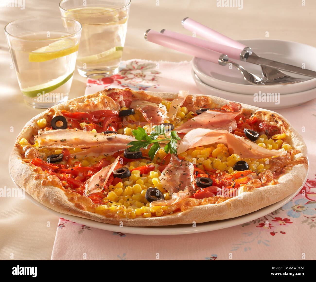 Two colour Pizza Stock Photo - Alamy