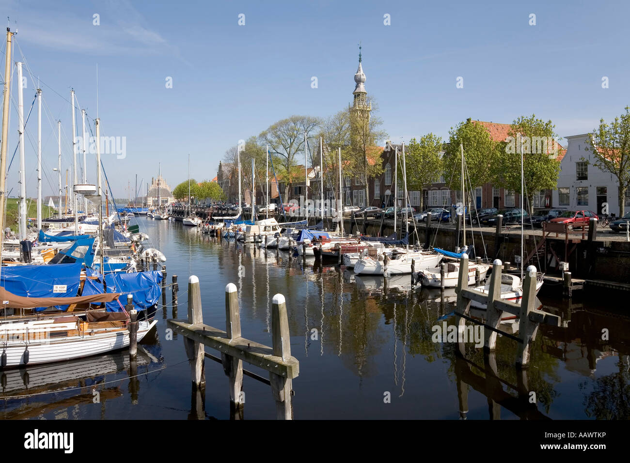 Small historic town Veere, marina, peninsula Walcheren, Zeeland, The ...