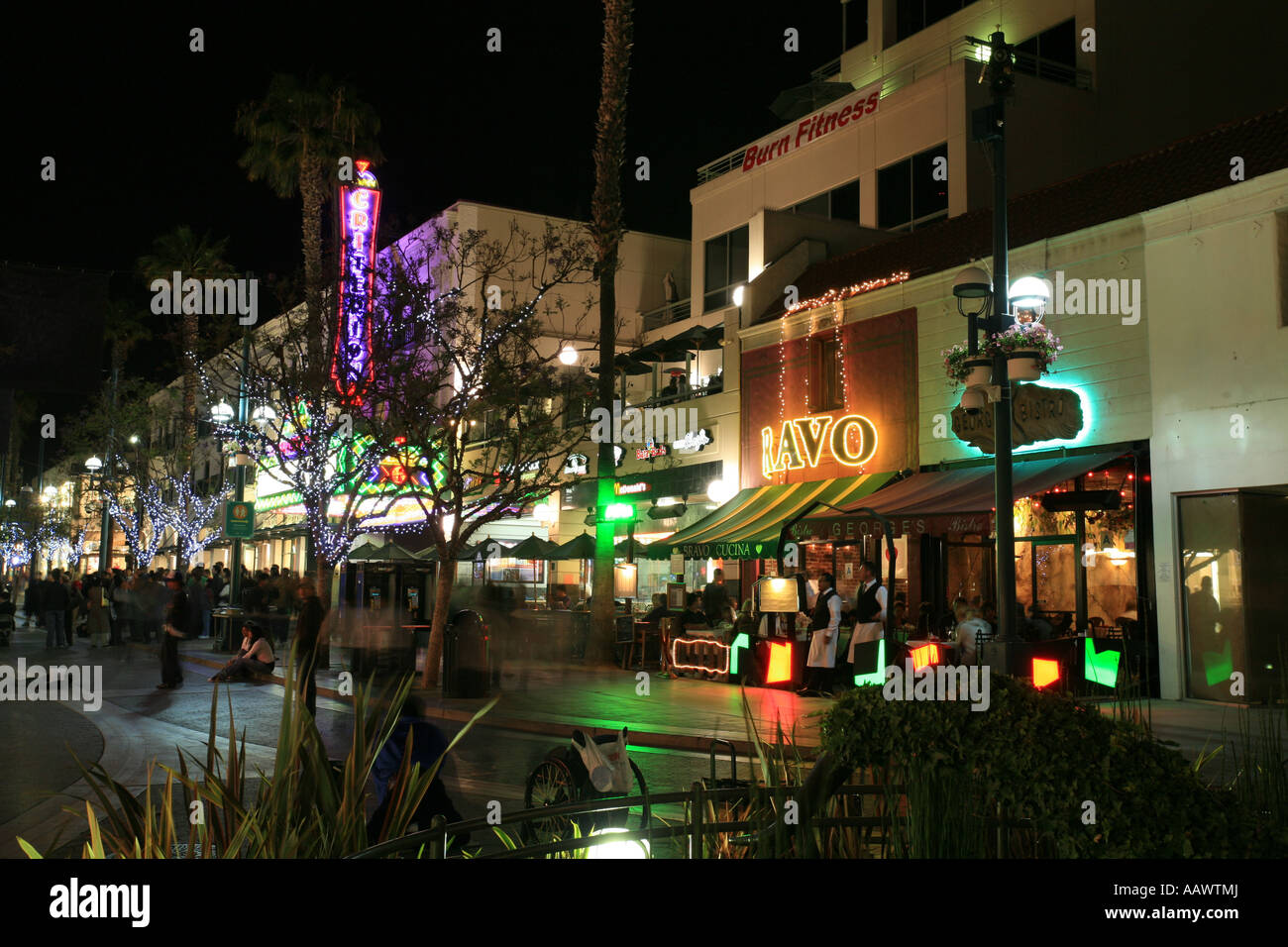 City center at night, Santa Monica, California, USA Stock Photo - Alamy