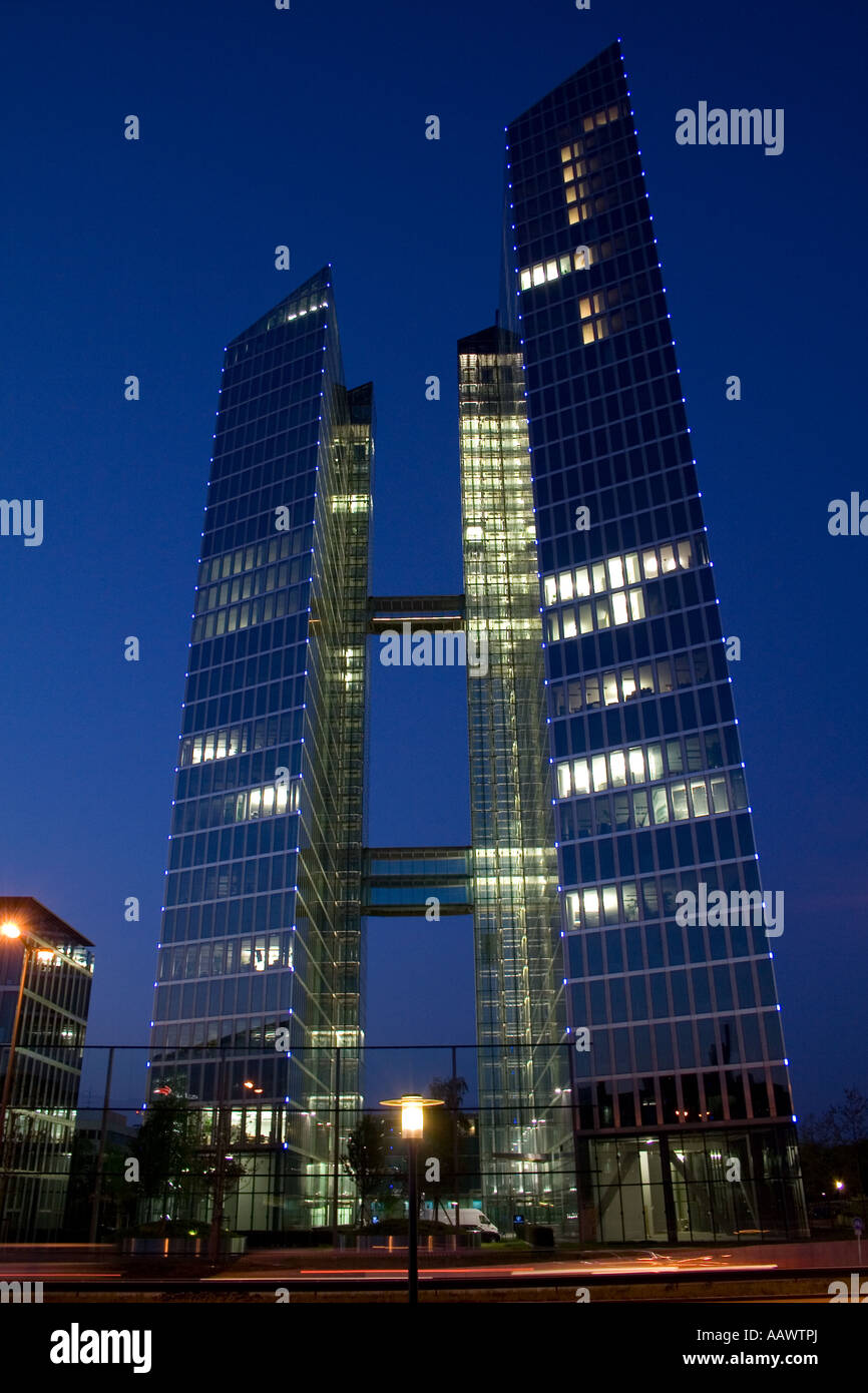 Highlight towers at night, Munich, Upper Bavaria, Bavaria, Germany ...
